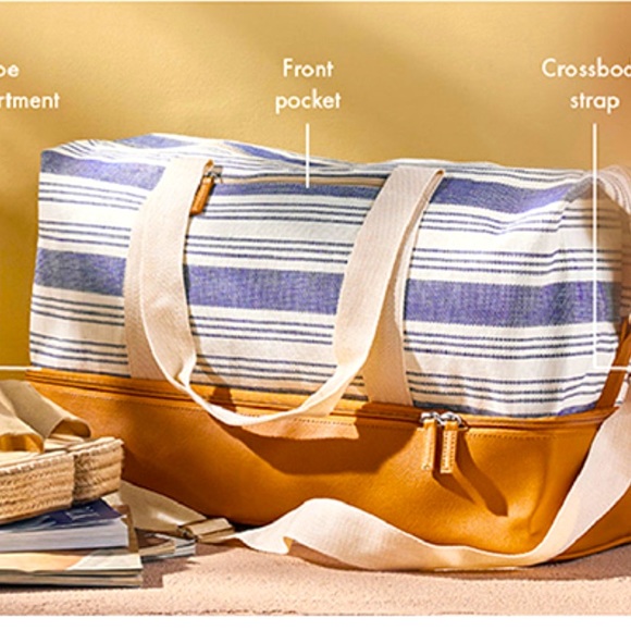 Bags | Newstriped Weekender Bag With Shoe Compartment | Poshmark